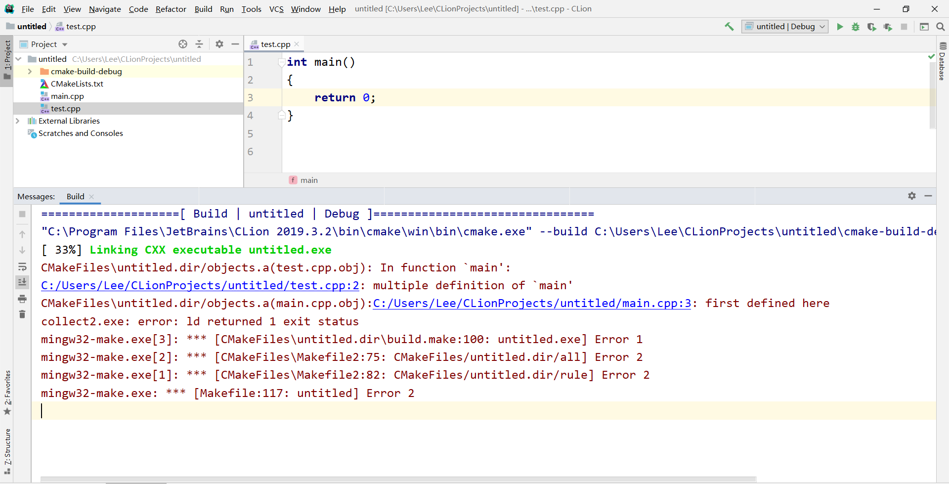 使用clion遇到的问题 Multiple Definition Of `main Ld Returned 1 Exit Status编程语言 Csdn问答