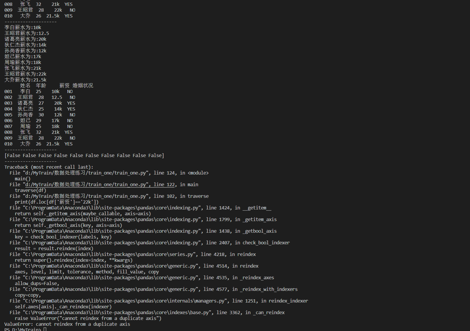 Python ValueError Cannot Reindex From A Duplicate Axis que mei