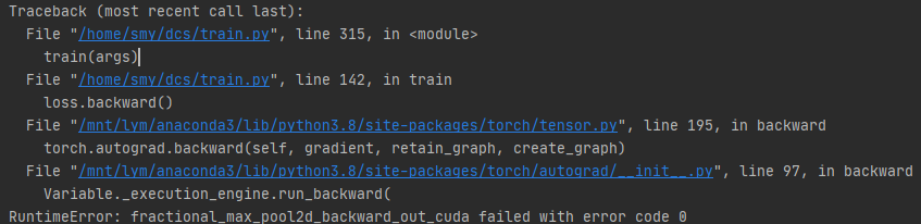 Runtimeerror Fractionalmaxpool2dbackwardoutcuda Failed With Error Code 0人工智能 Csdn问答